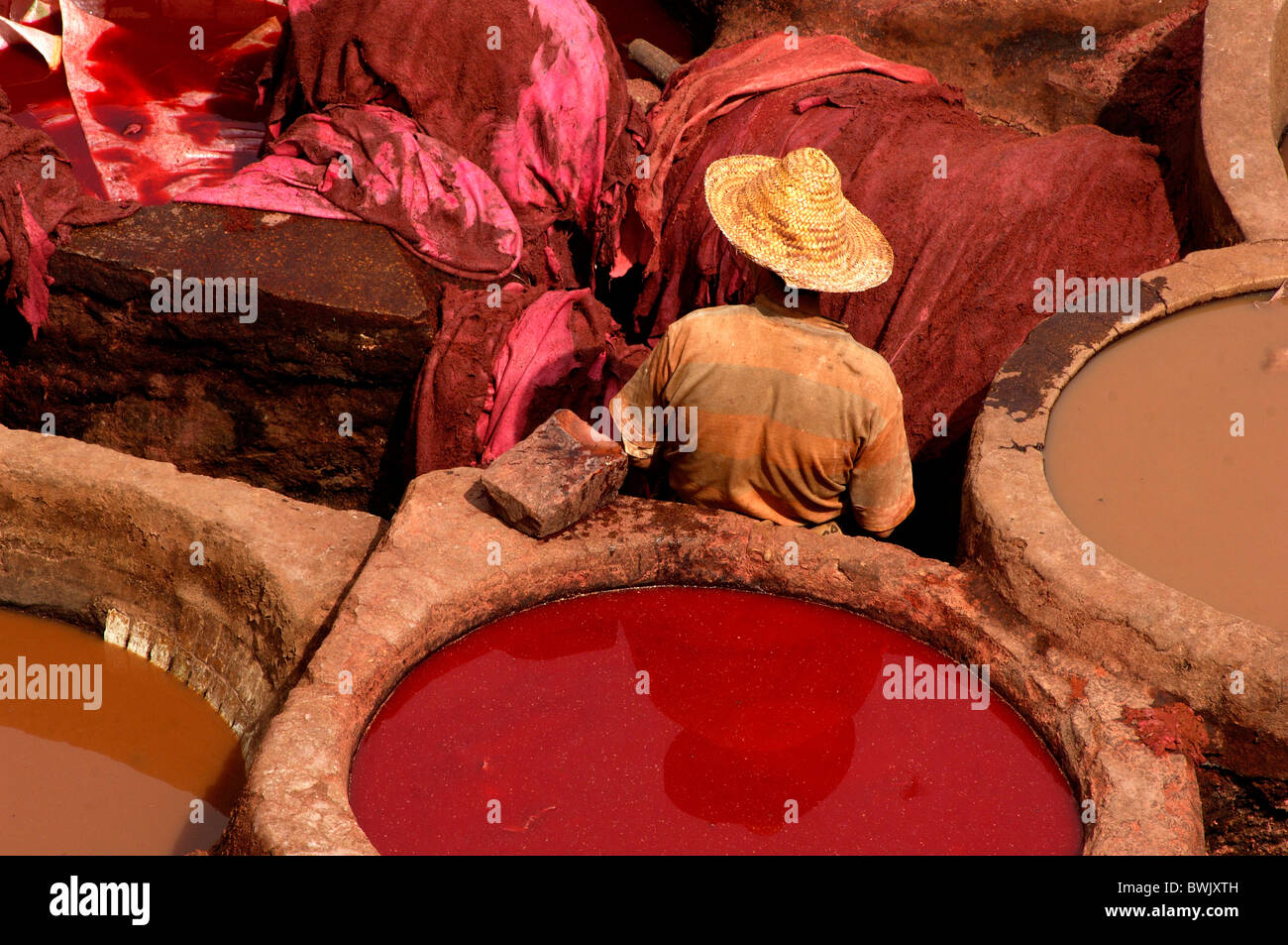 tanning tanner leather animal skins workers containers craft fir ream ...