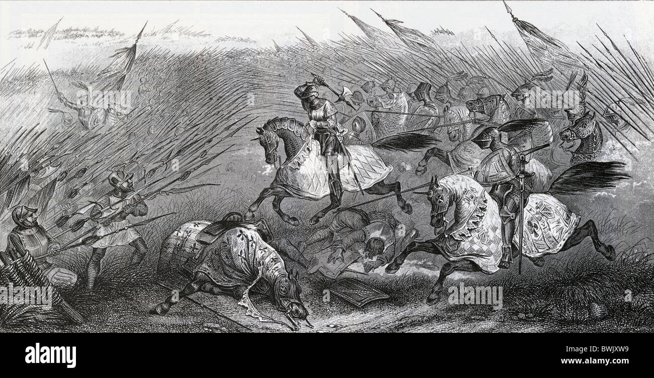 Medieval cavalry charging against infantry Stock Photo - Alamy