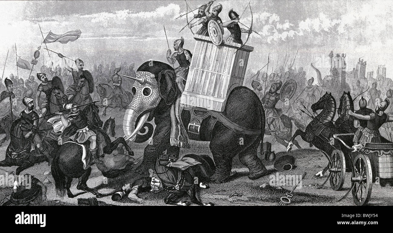 War elephants in combat Stock Photo - Alamy