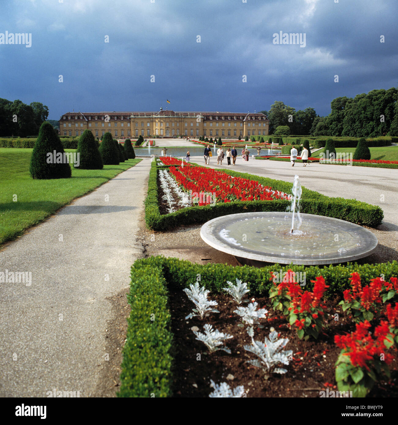 castle Ludwigsburg baroque park castle park garden fountain Neckar ...