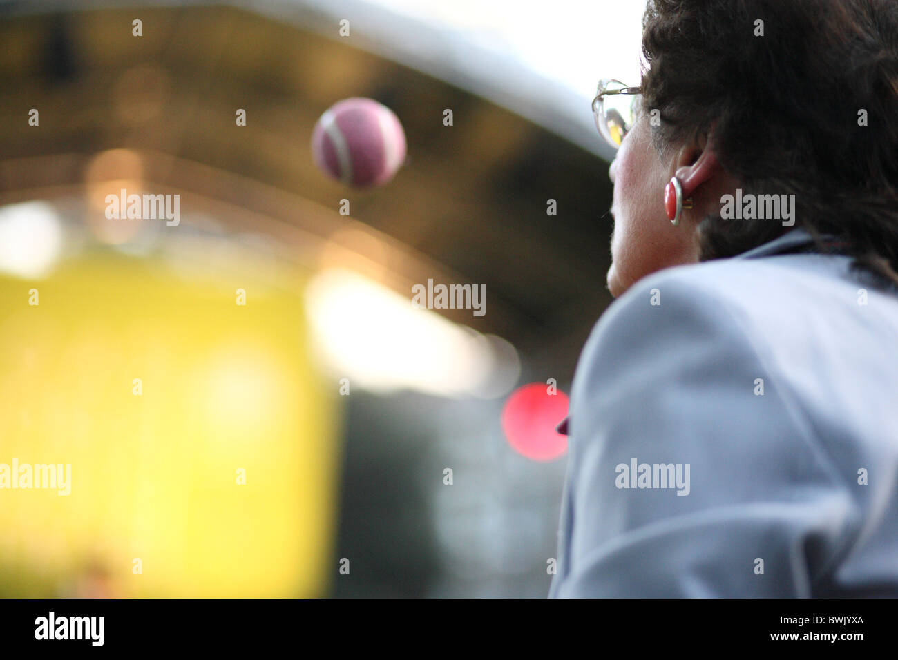 very energetic old lady entertaining crowd Stock Photo - Alamy