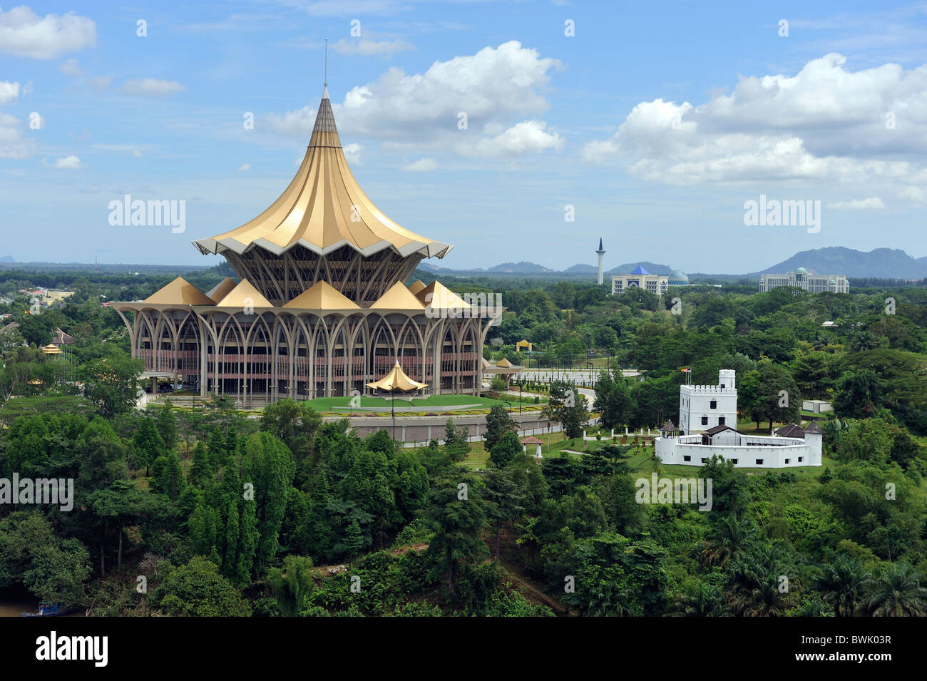 The new state legislature Assembly building by the Sarawak River ...