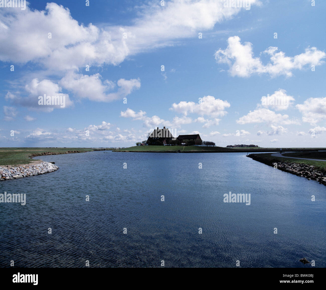 Kirchwarft Hallig Hooge Halligen island isle scenery landscape sea ...