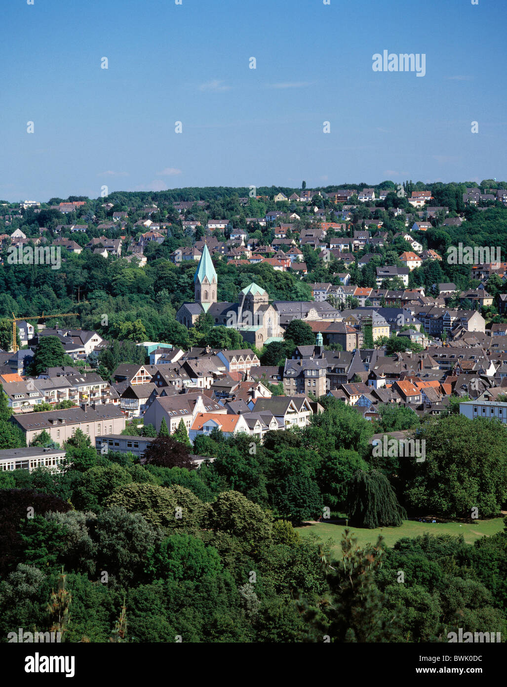 Essen-Werden overview abbey church Saint Ludgerus Ruhr area Germany ...