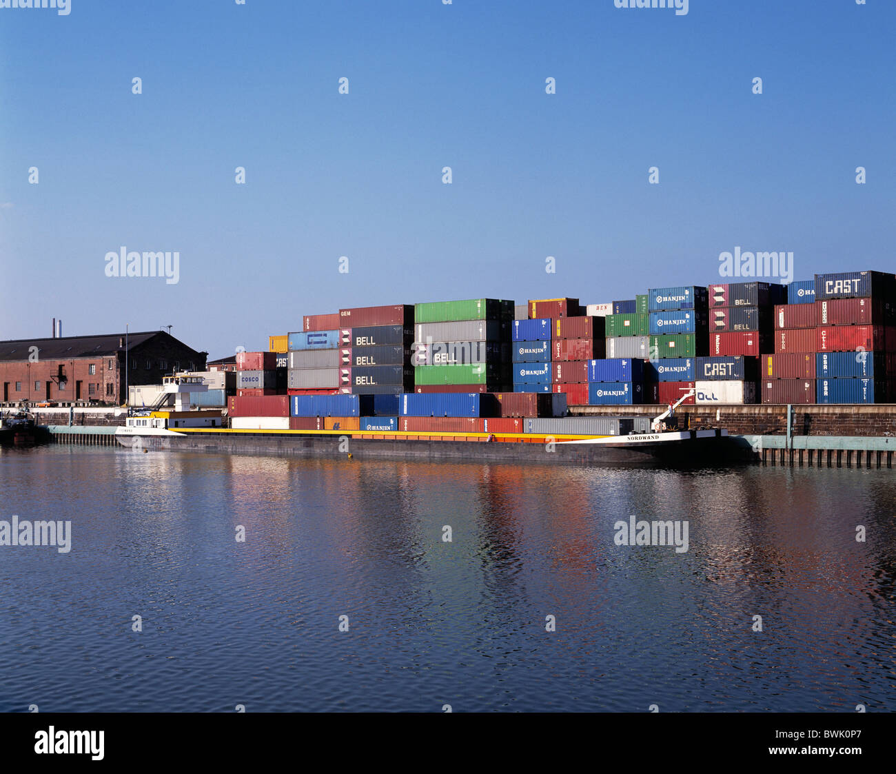 container ship harbor port container pier jett Rhine ship ship industry ...