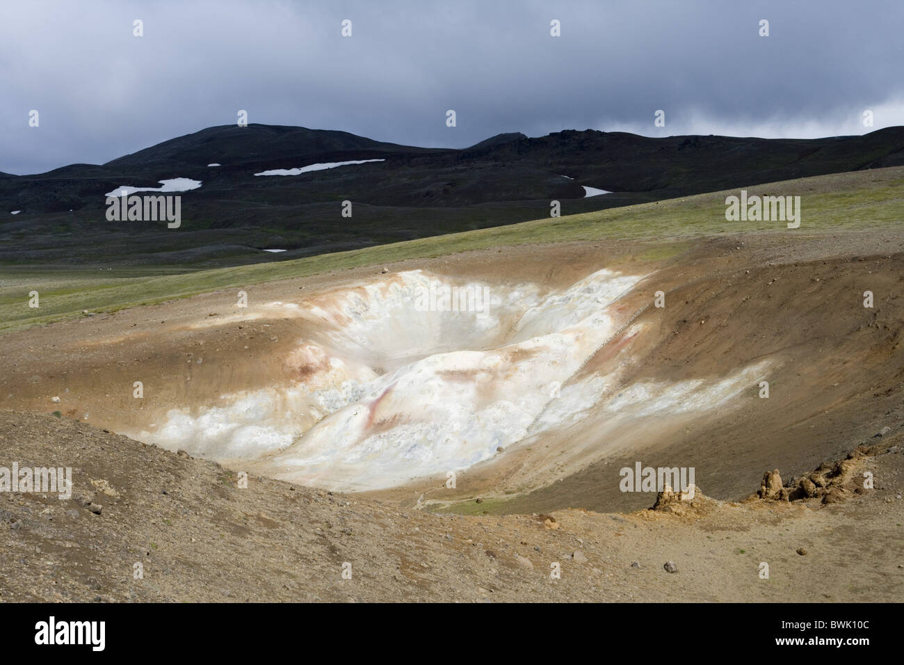 Landscape at Krafla Geothermal Area under clouded sky, Krafla ...