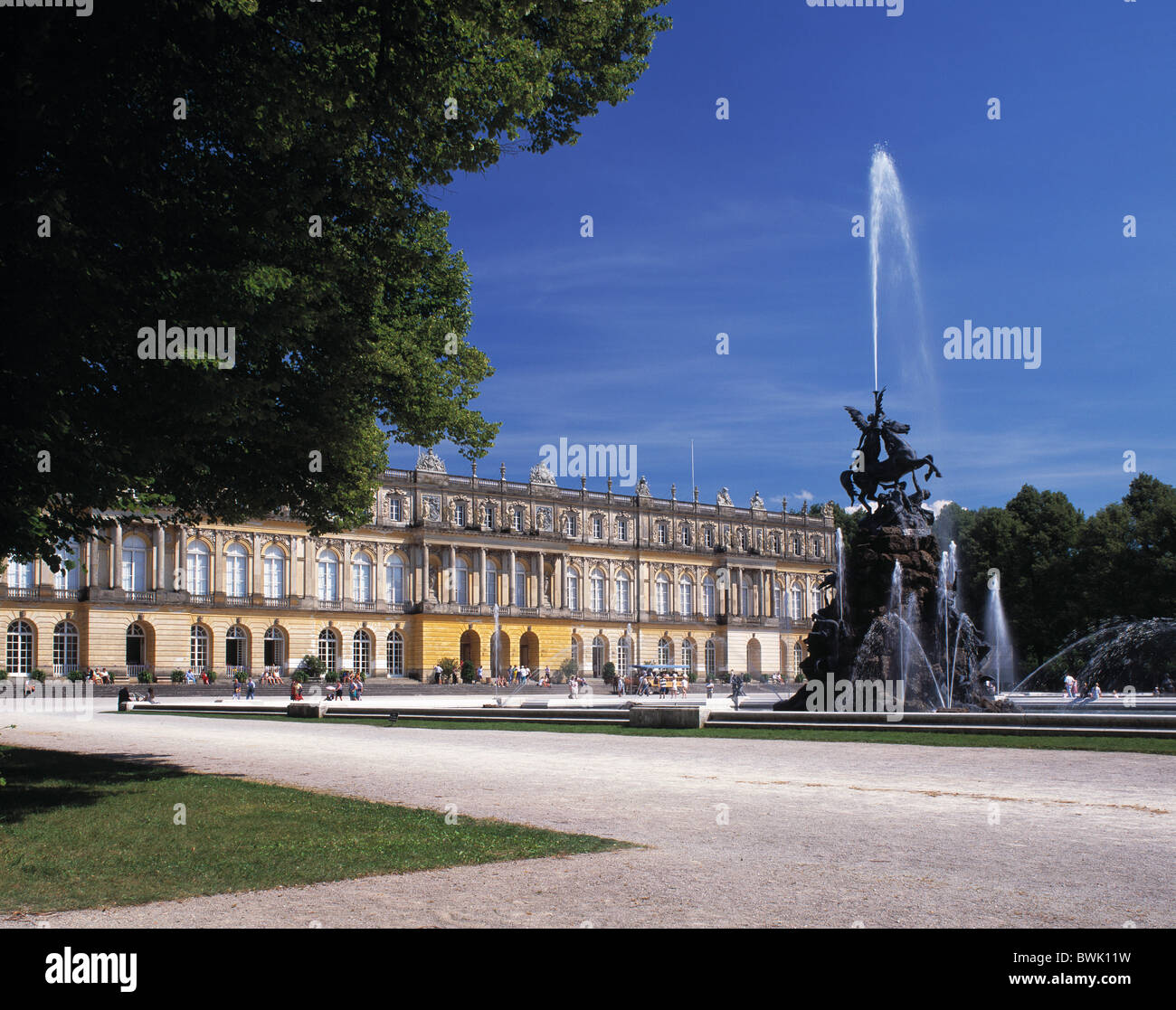 fountains jet fountain Herreninsel Lake Chiem man island Chiemsee ...