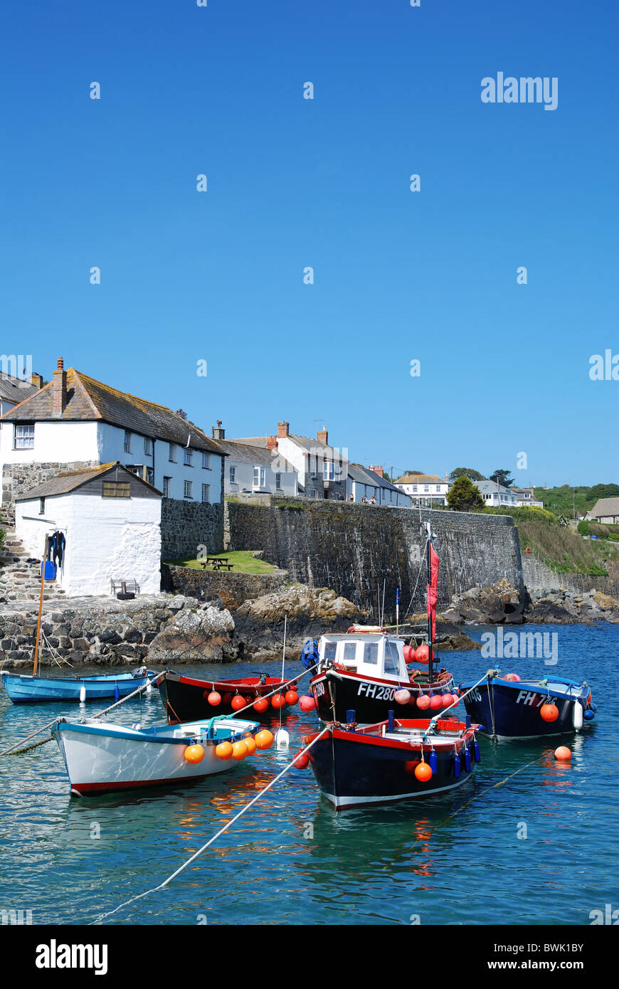 fishing boats in the harbour at coverack, cornwall, uk Stock Photo - Alamy