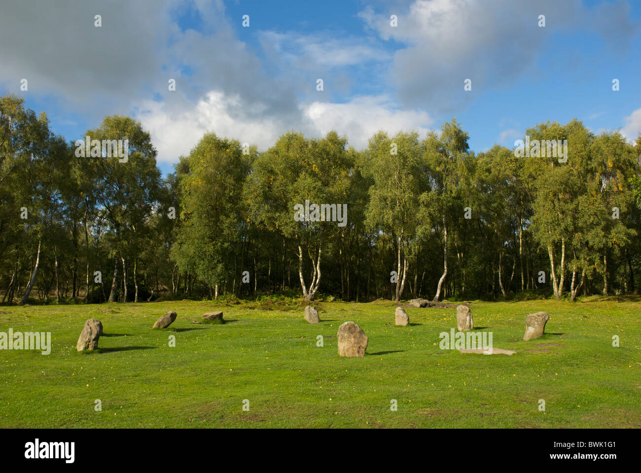 Nine Ladies stone circle on Stanton Moor, Derbyshire, England UK Stock ...