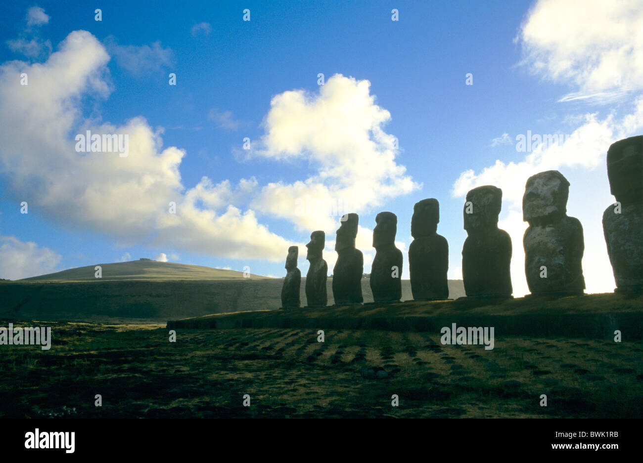 Chile South America Easter Island Rapa Nui moai landscape Stock Photo ...