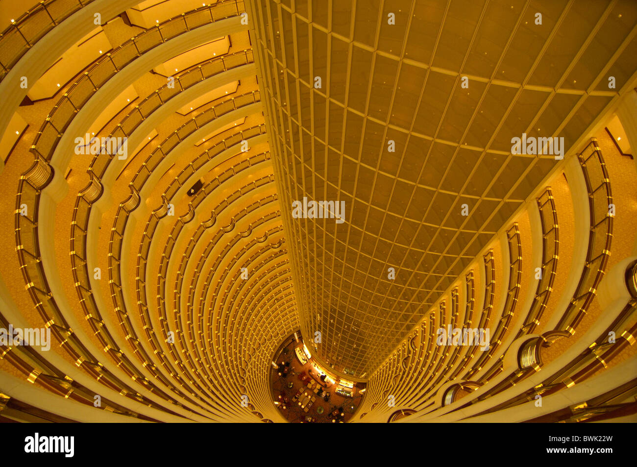 China Asia Shanghai Jin Mao Tower hotel Grand Hyatt from above lobby ...