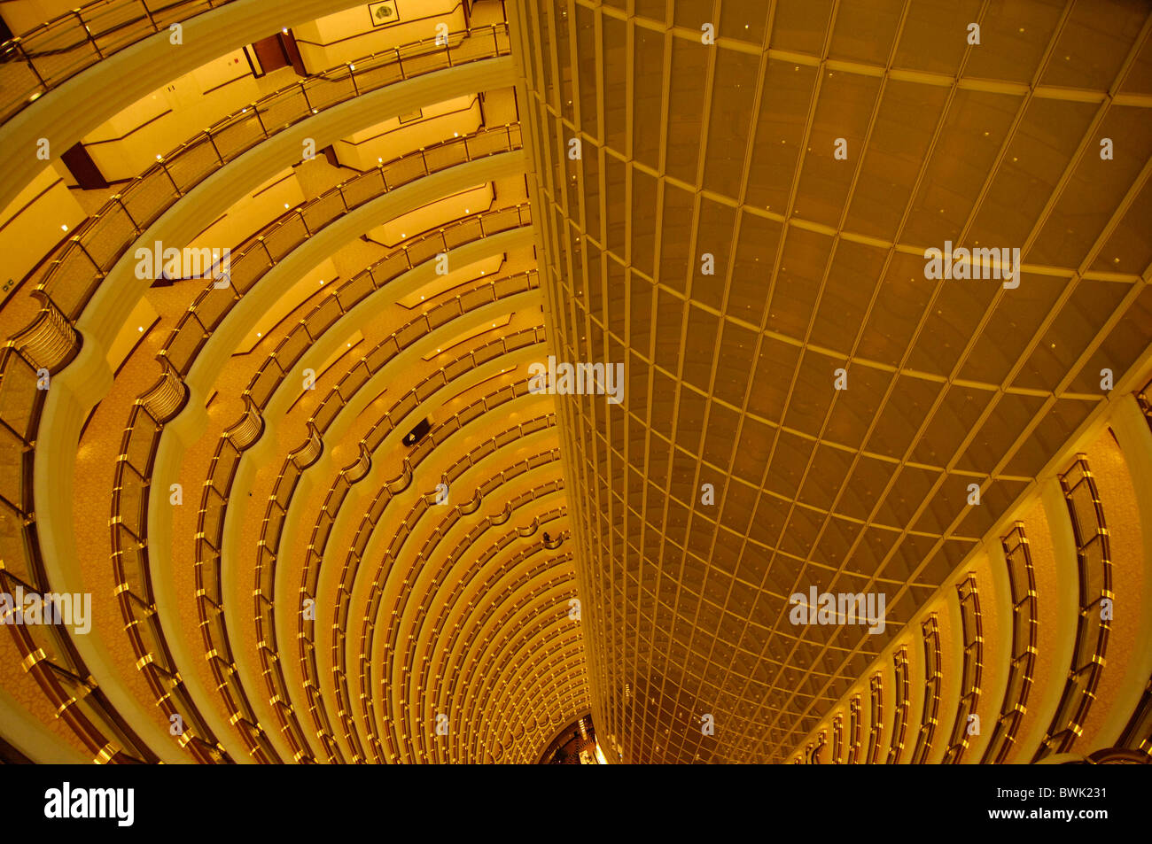 China Asia Shanghai Jin Mao Tower hotel Grand Hyatt from above lobby ...