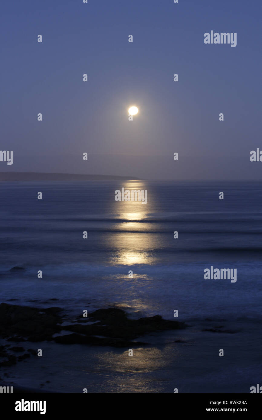 Full moon over Atlantic Ocean, Langebaan, Western Cape, South Africa ...