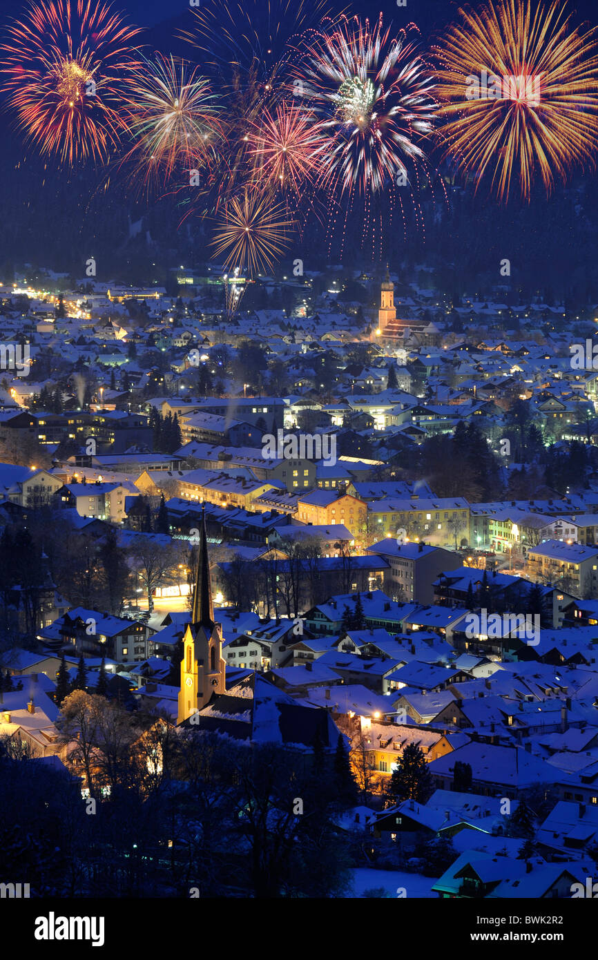 german olympic town garmisch partenkirchen in upper bavaria at new year ...