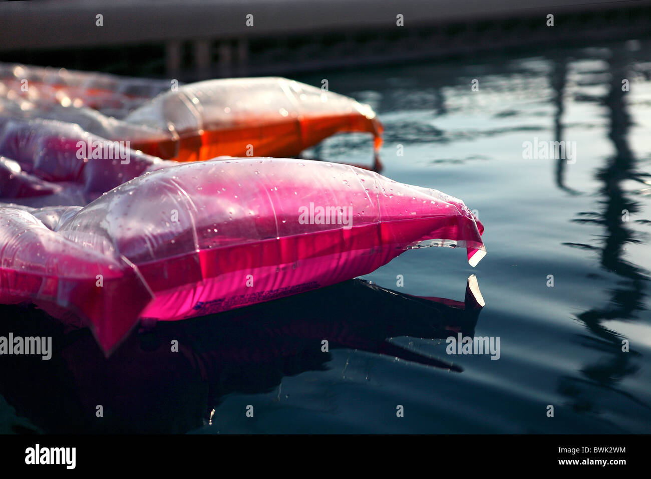Two inflatable rafts floating in a swimming pool Stock Photo - Alamy