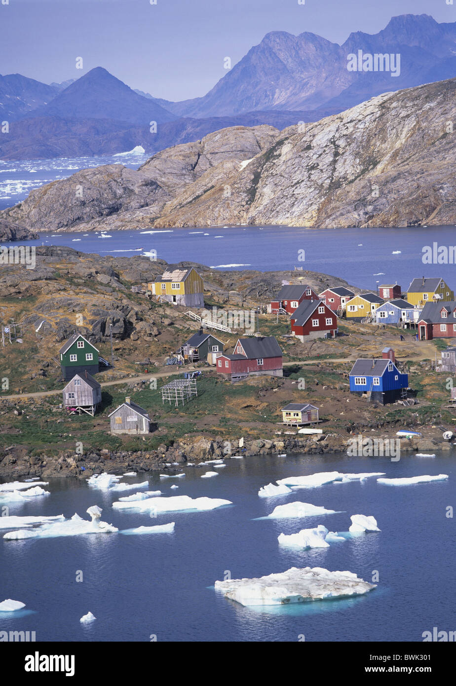 Greenland east coast Kulusuk cape Dan village settlement overview ...