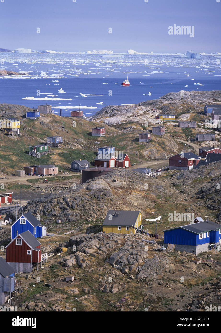 Greenland east coast Kulusuk cape Dan village settlement overview ...