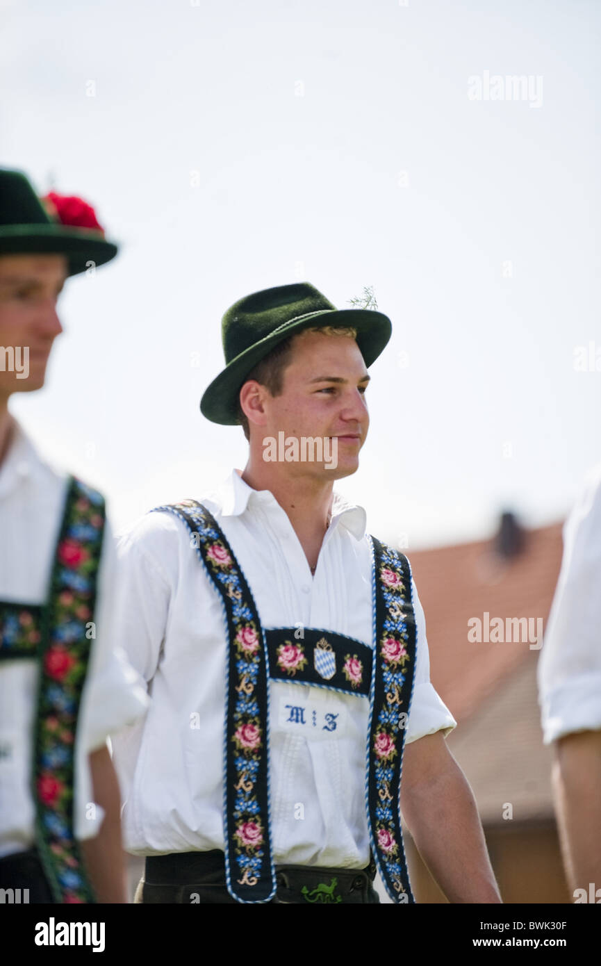 Young men wearing traditional costumes, May Running, Antdorf, Upper ...
