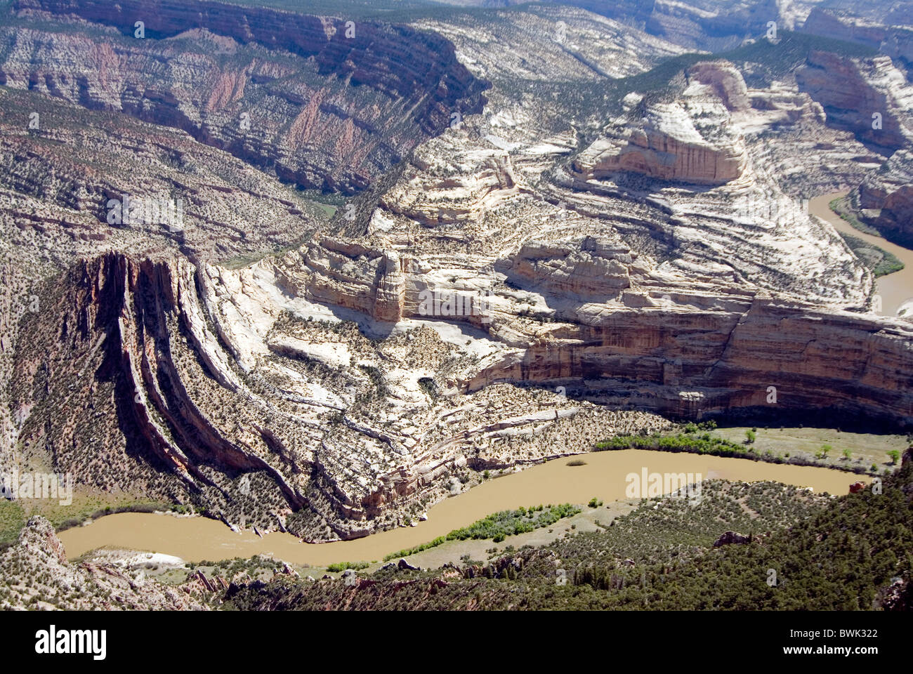 landscape canyon river Mitten Park Fault Dinosaur National Monument USA ...