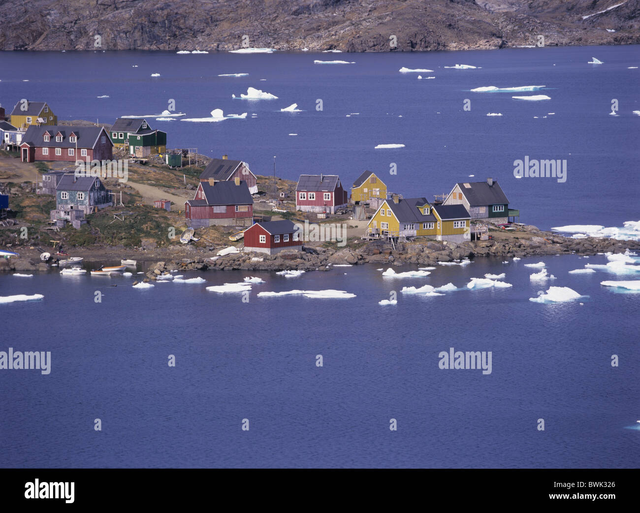 Greenland east coast Kulusuk cape Dan village settlement overview ...