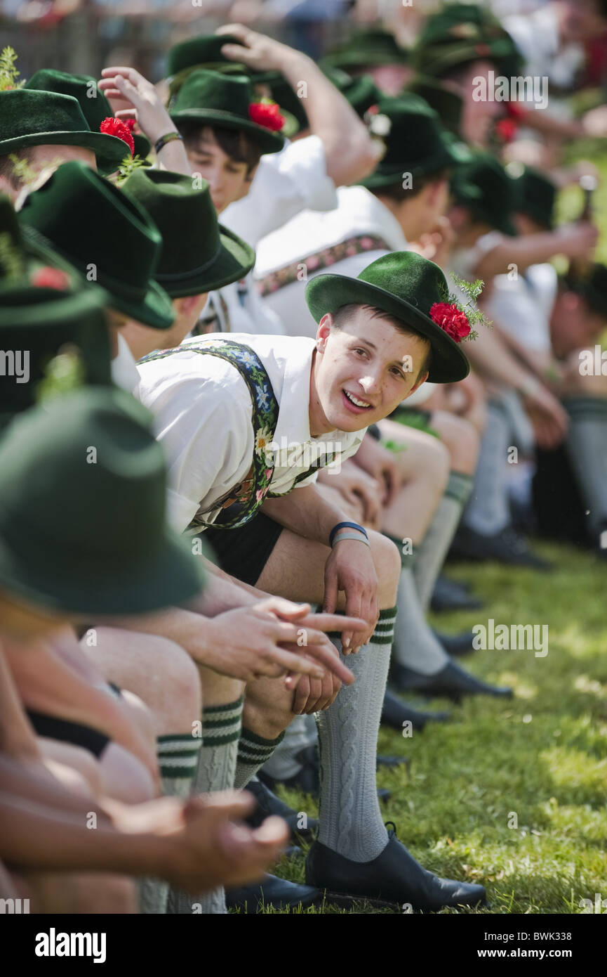 Young men wearing traditional costumes, May Running, Antdorf, Upper ...
