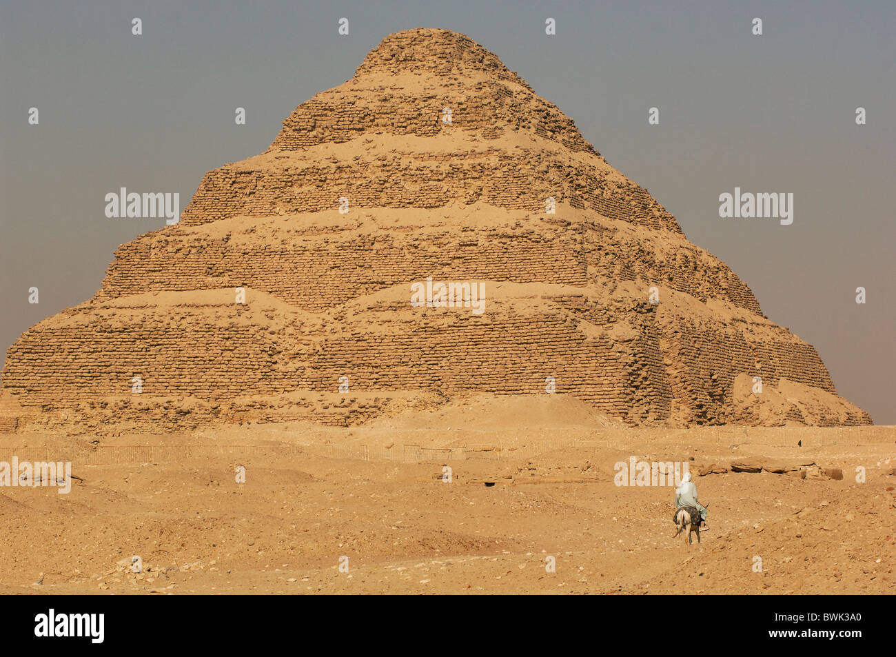 pyramid step pyramid donkey rider Sakkara Egypt North Africa Stock ...
