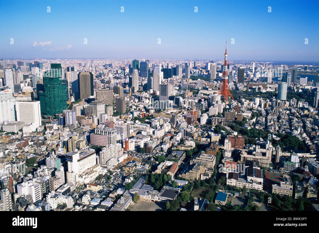 Japan Asia Honshu Tokyo Tokyo Skyline Tokyo Tower City View Roppongi Hills Skyscrapers Modern ...
