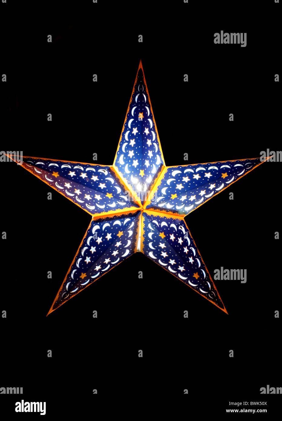 Blue neon star isolated on black background Stock Photo - Alamy