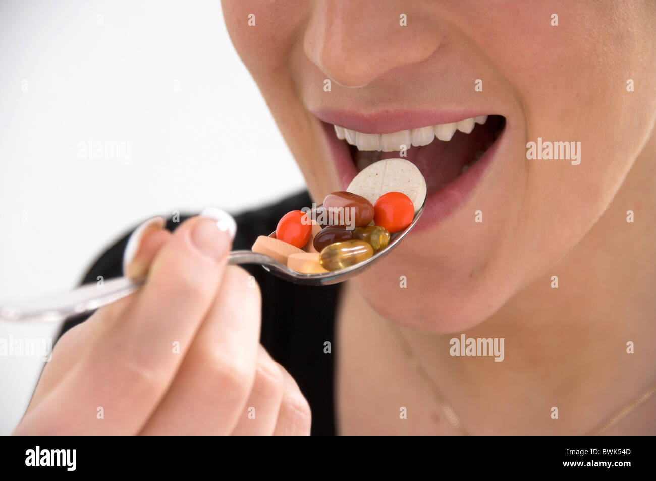 pills food supplement vitamins mouthful food eating vitamins medicine ...