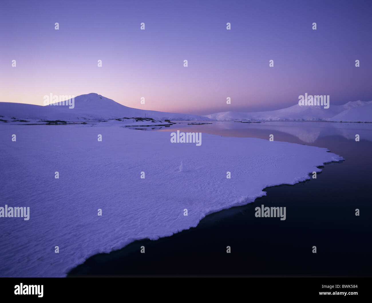 scenery landscape coast sea ice snow mood dusk twilight Antarctic ...