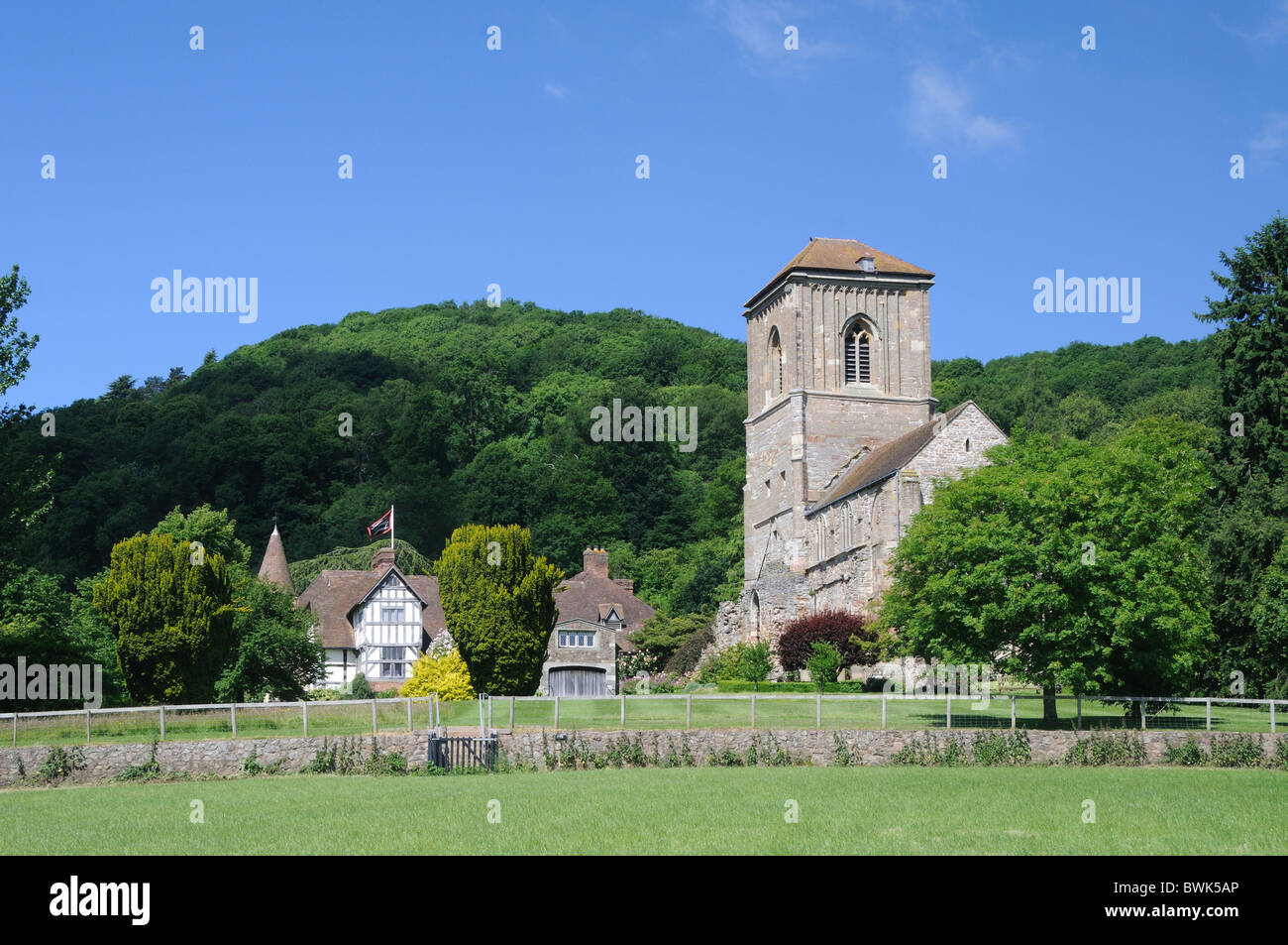 Little Malvern Priory and Little Malvern Court, set against the Malvern ...