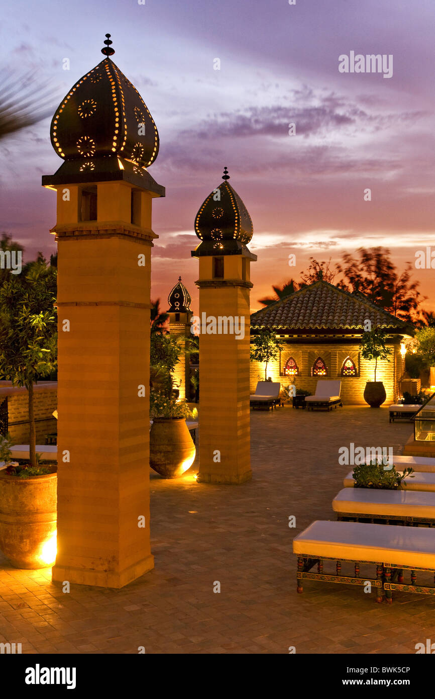 Rooftop terrace of Riad La Sultana in the evening light, Luxury Hotel ...