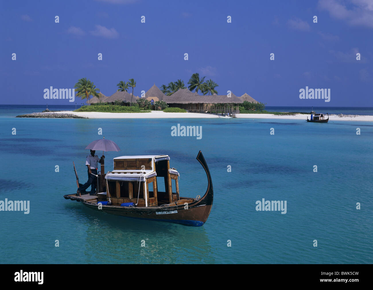 Maldives Asia Indian ocean island isle Kuda Huraa boats sea Stock Photo ...