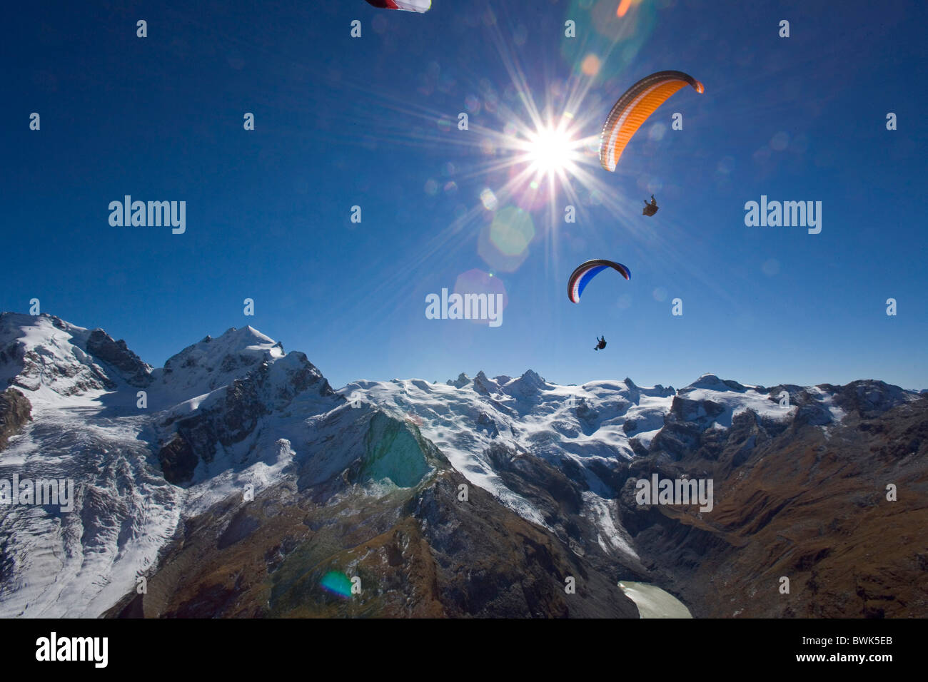flying paraglider sports Paragliding Switzerland Europe Piz Bernina Piz ...