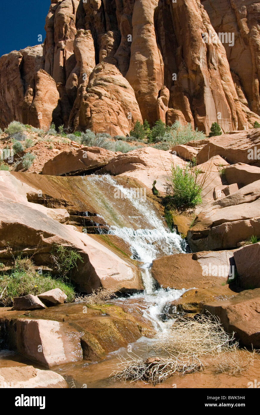 scenery landscape brook stream waterfall rock cliff desert gulch Keet ...
