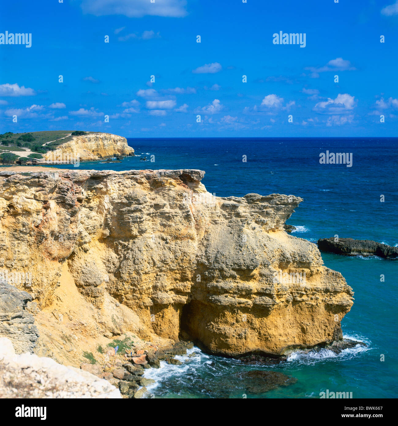 steep coast Cabo Rojo Puerto Rico Caribbean rock cliff cliffs sea ...