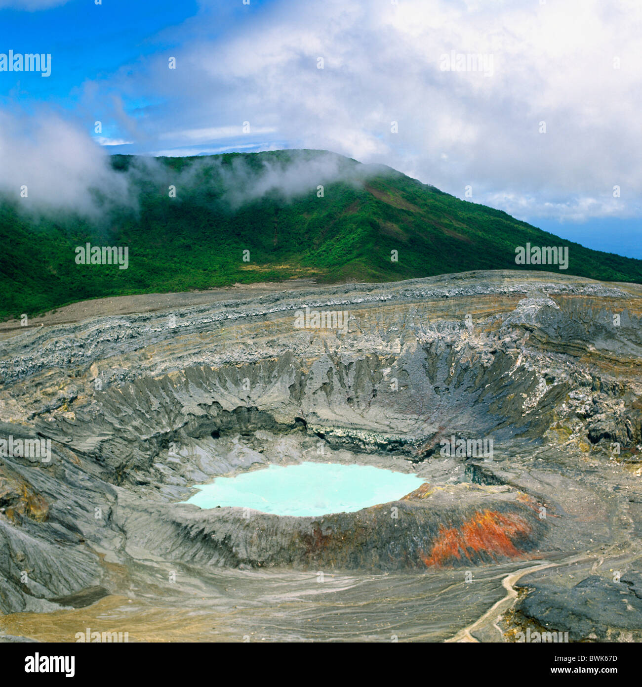 volcano Poas acid lake crater lake crater lake Alajuela Costa Rica ...
