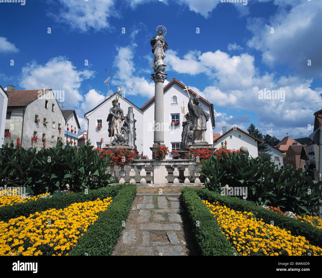 rococo Mary column market place Stamsried nature reserve Bavarian ...