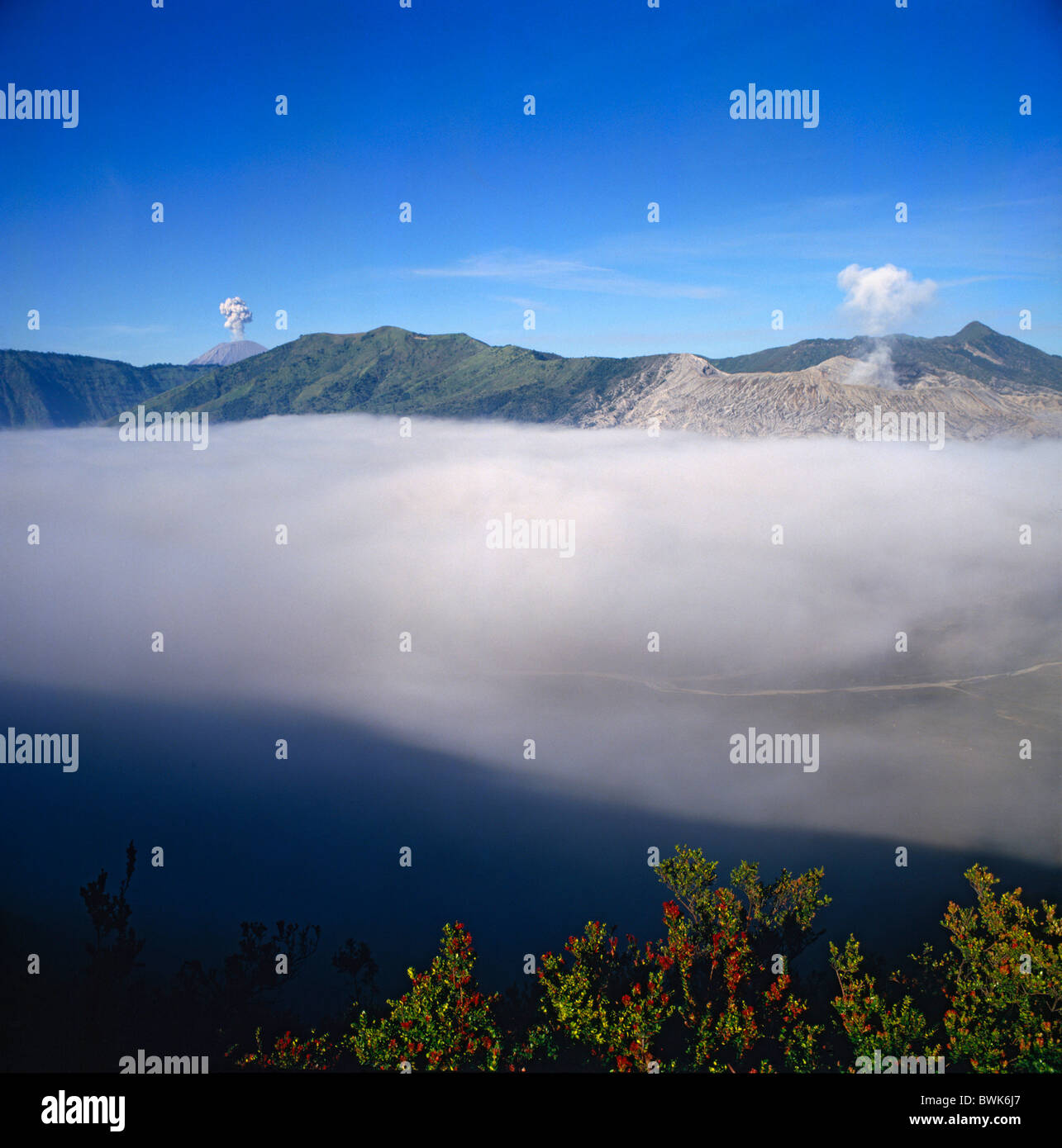 scenery landscape fog sea of fog volcanoes volcano volcanical volcanism ...