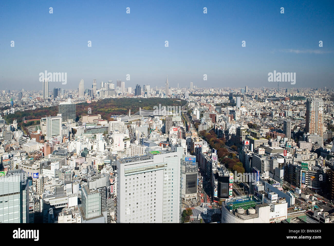 Japan Asia Tokyo Tokyo Shibuya overview town city Yoyogi park Stock ...