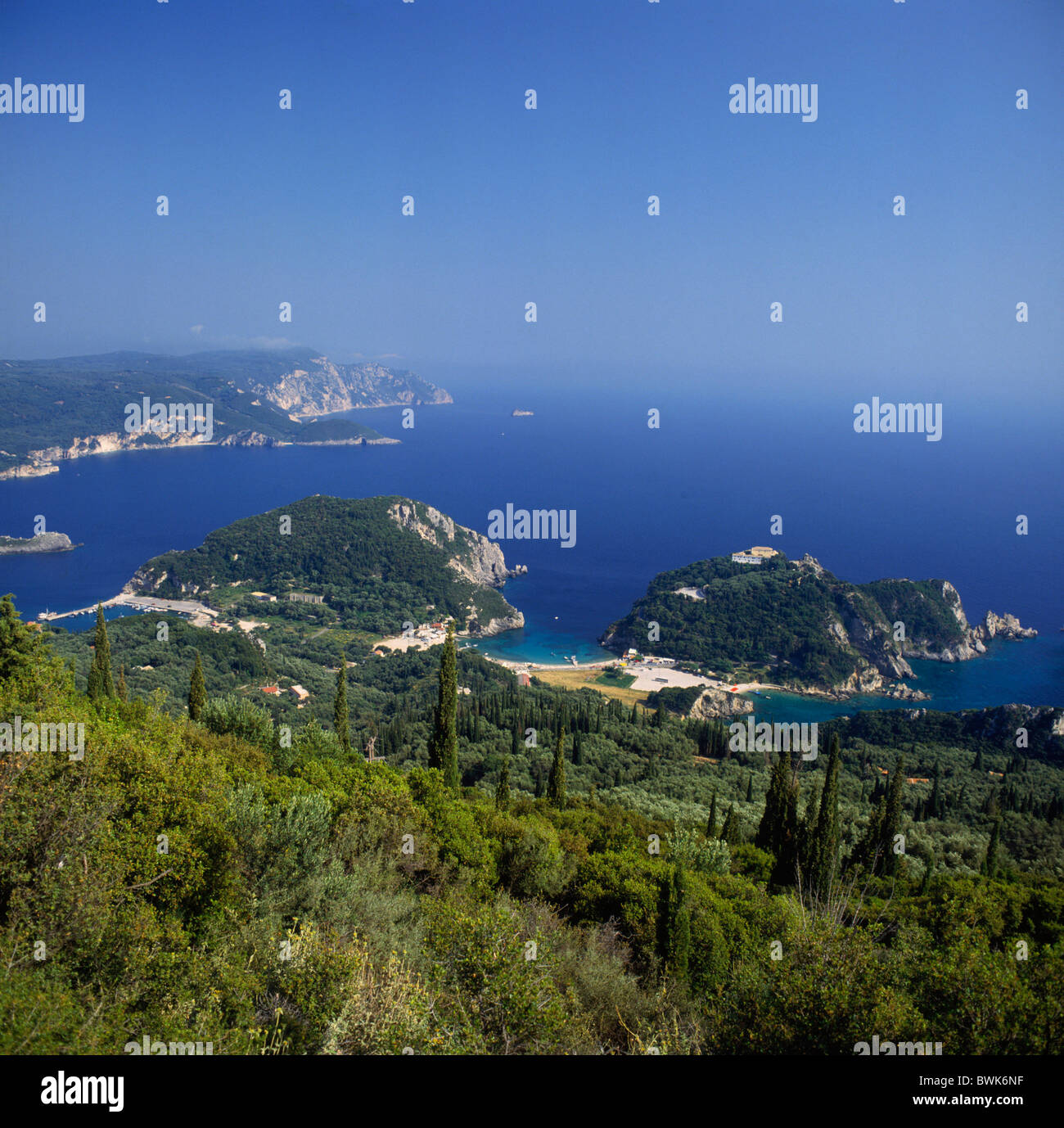 scenery landscape mediterranean coast sea cypresses Mediterranean Sea ...
