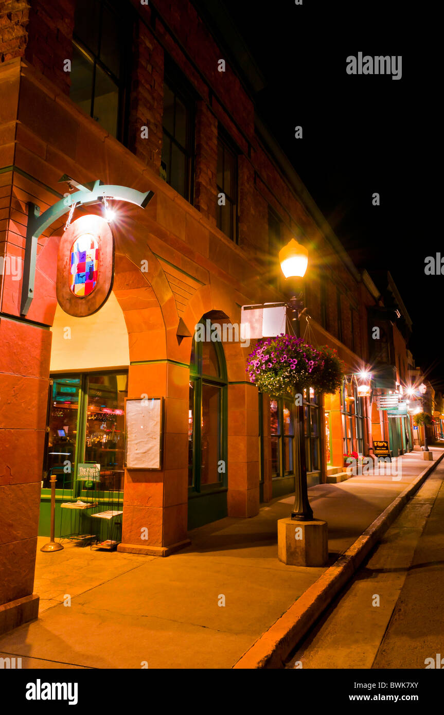 Historic downtown buildings at night, Telluride, Colorado Stock Photo ...