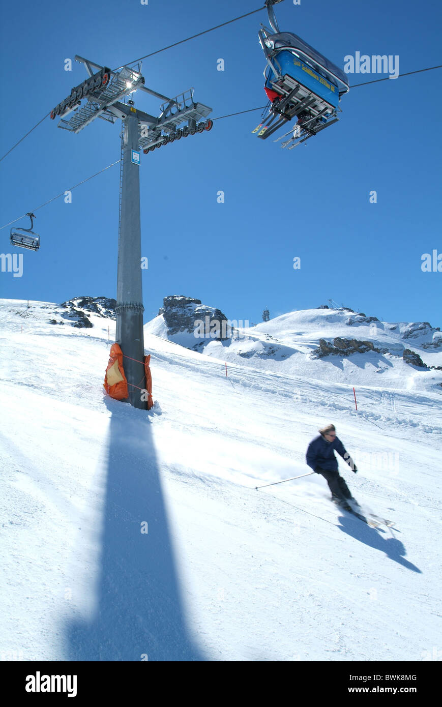 Titlis runway ski skiing chair lift ski lift winter sports winter ...