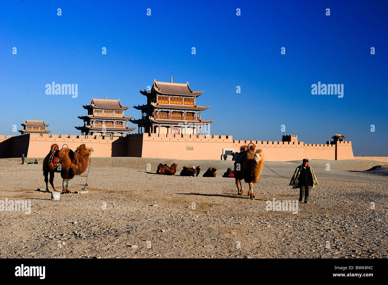 China Asia Silk Road province Gansu desert Gobi Jiayuguan Jiayu pass fortress Great Wall of ...