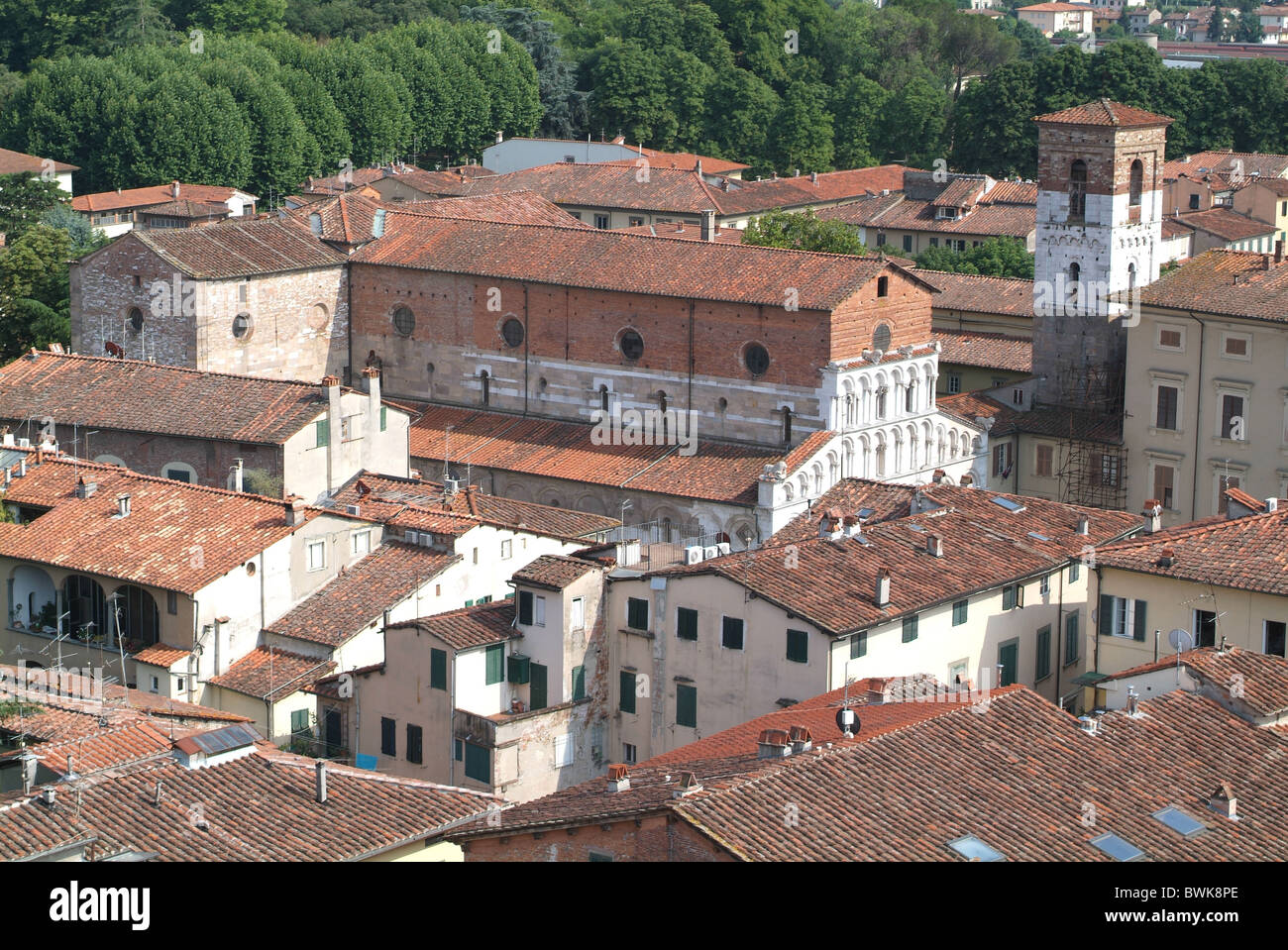 Italy Europe Tuscany Toscana Lucca overview town Old Town roofs Stock ...