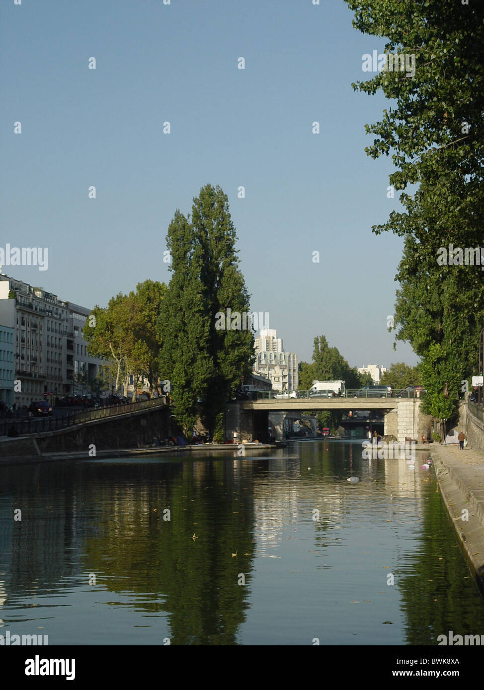 Paris canal shore river town France Europe Stock Photo - Alamy