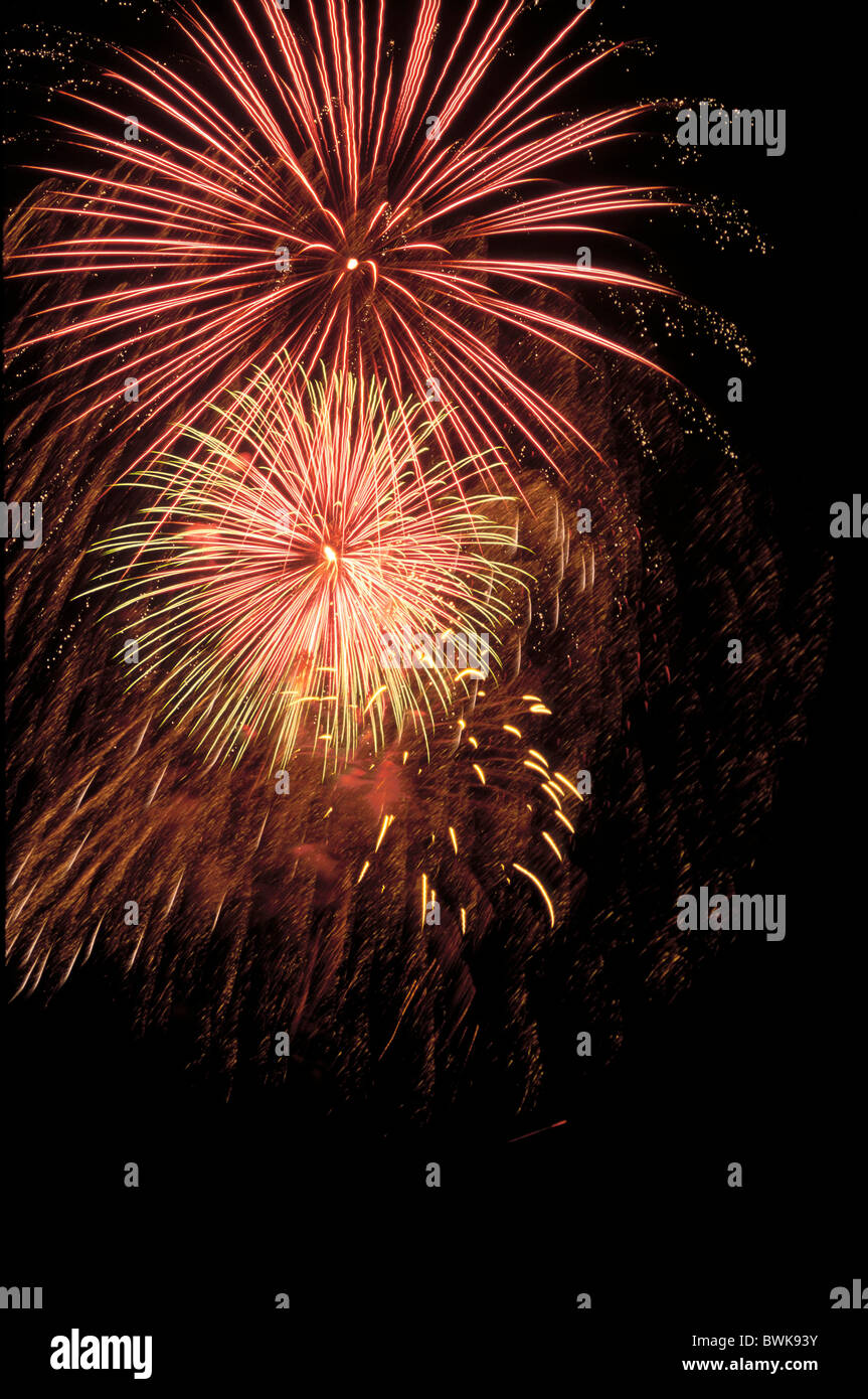 fireworks lights explosion party night Stock Photo - Alamy