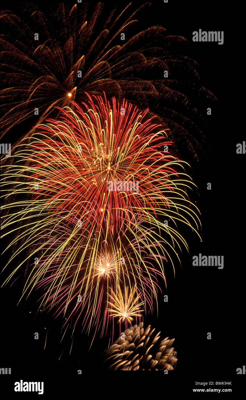 fireworks lights explosion party night Stock Photo - Alamy