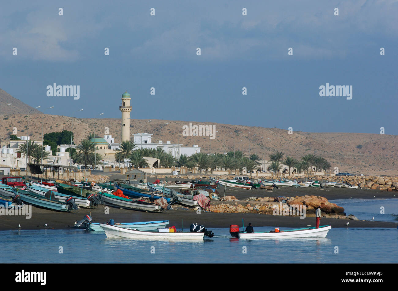 coastal place town city harbor port boats sea coast place Qurayyat Oman ...