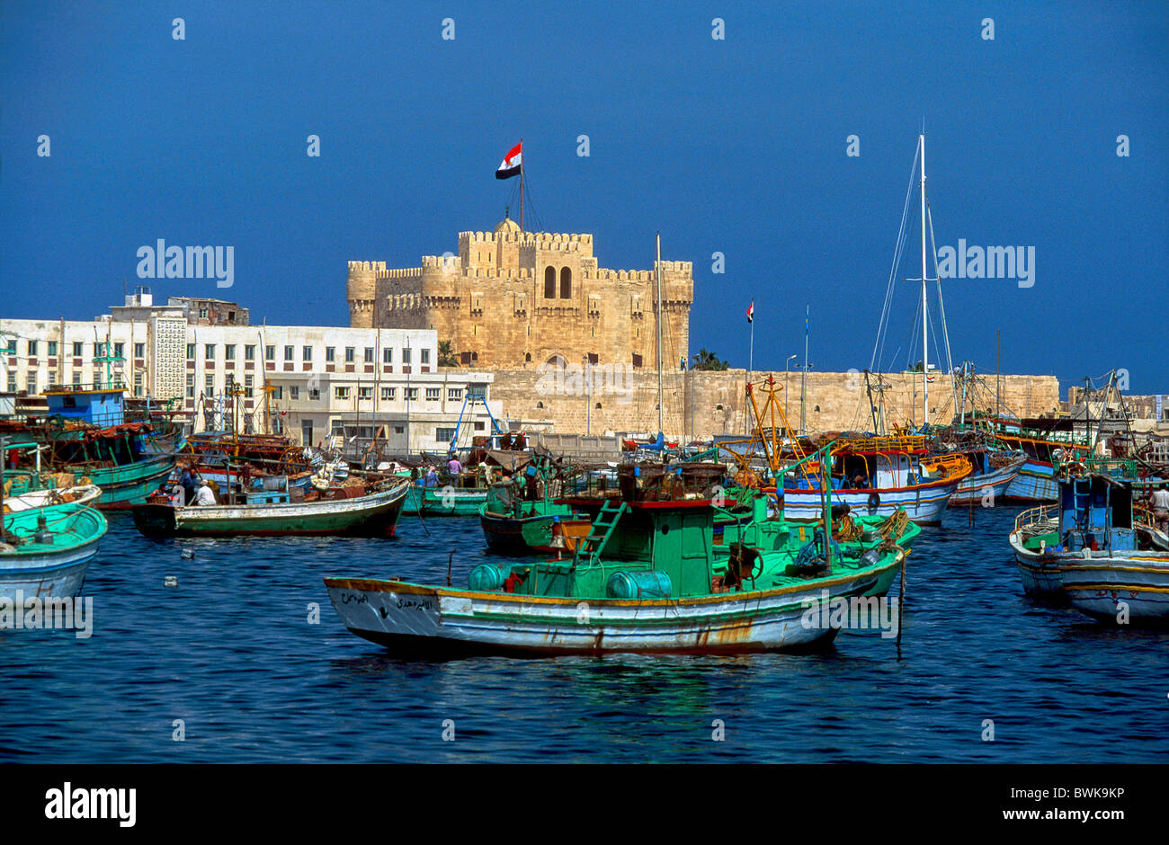 Egypt North Africa Alexandria Quait Quait Bey fortress harbour port ...
